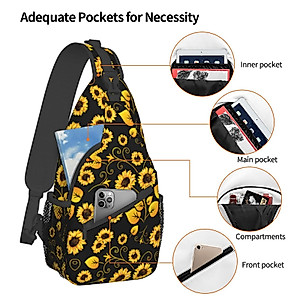 qyopvli Sunflower Sling Bag Crossbody Backpack Hiking Travel Daypack Chest Bag Lightweight Shoulder Bag For Women Men