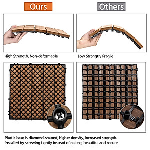 Yaheetech 27PCS Interlocking Patio Deck Tiles Outdoor Flooring for Garden Poolside Fir Wood Indoor Natural Wood