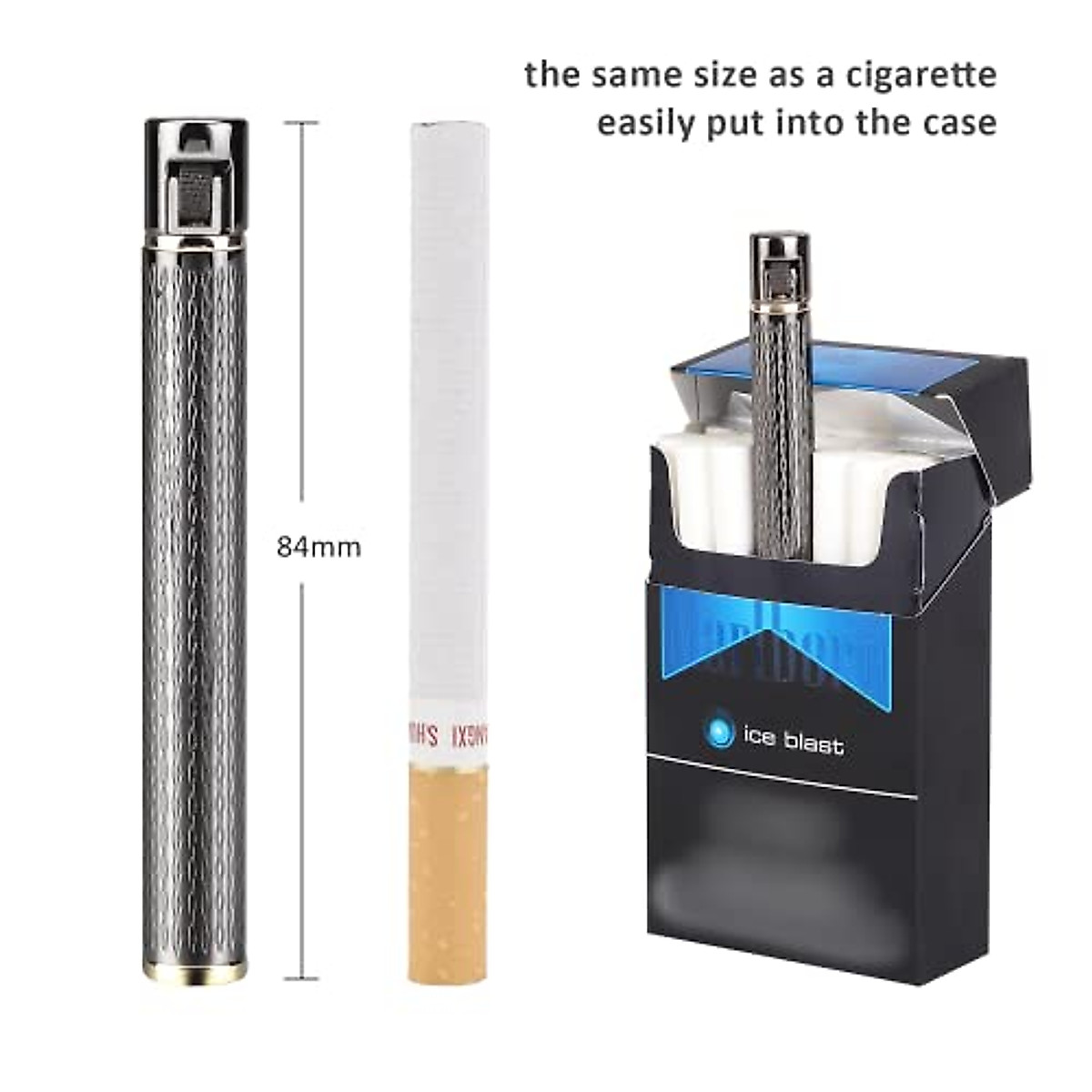 Yusud Butane Fuel Lighter, Cool Pipe lighter, Soft Flame Flint Lighter, Cigarette Cigar Lighter, Gas Lighters with Extra 3 Flints, Unique Gifts for Men, Women (Gray)