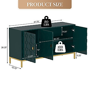 Boyel Living Sideboard Cabinet, Modern Storage Cabinet with 3-Door, Accent Cabinet for Living Room, Hallway, Entryway or Kitchen (Green)