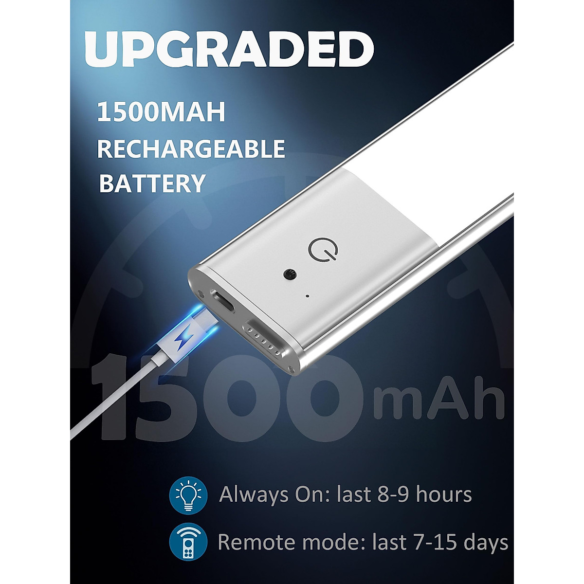 Diomart Under Cabinet Lights, 79 LED Rechargeable Under Cabinet Lighting with Remote, 3 Pack RGB Dimmable led Closet Lights Wireless Under Counter Lights for Kitchen, Stairs, Wardrobe, 15 Colors