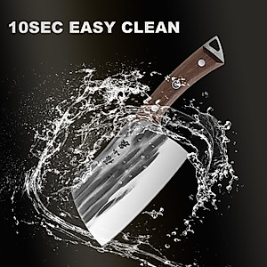 ZHANG XIAO QUAN SINCE 1628 Handmade Forged Ancient Bone Chopping Knife, Stainless Steel Professional Chinese Chopper Knife for Cutting Bones and Nuts
