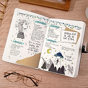 CAGIE Journal with Lock Combination Digital 224 Pages Lockable Secrets Diary, Printed Leaves Design Locking Journal for Adults, 5.1 x 7.4 Inch, Green