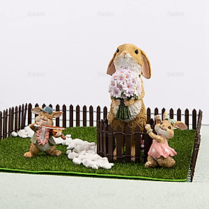 AUEAR, 35 Inch Mini Fairy Garden Fence Wood Ornament Wooden Decorative Picket for DIY Crafts Project (Brown, 4-Pack)