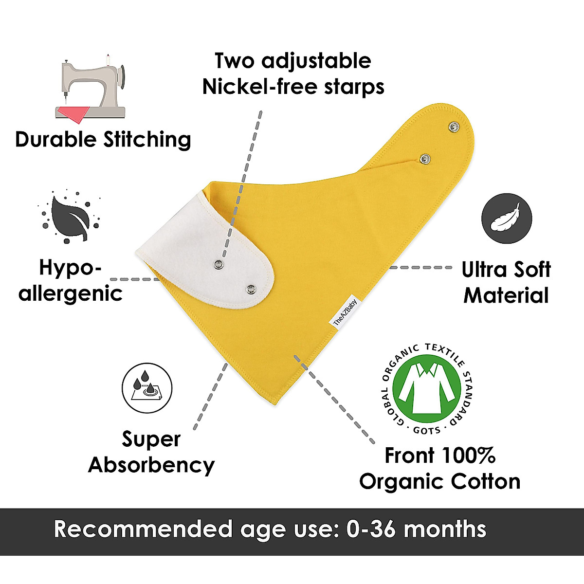 Meerdif Baby Bandana Drool Bibs 10-Pack Baby Bibs for Boys, Girls, Unisex for Teething and Drooling (Plain 1) by TheAZBaby