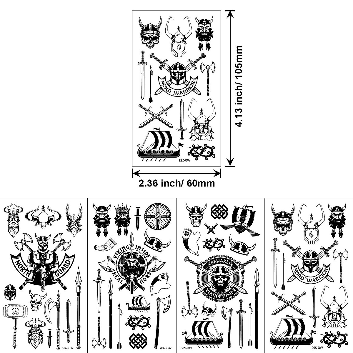 Konsait 130+ Tiny Pirate Temporary Tattoos, Black Viking Pirate Fake Tattoos Body Art Stickers for Girls Boys Kids Party Bag Filler Children's Birthday Gift Pirate Party Supplies Favors Face Hand Arm