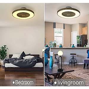 Anresun 23" LED Ceiling Fan with Lights, for Indoor Kitchen Bathroom Bedroom, Dimmable with Remote Control, 3 Files, Adjustable Wind Speed, Modern Ceiling Fan