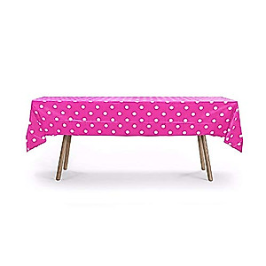 Gift Expressions 6 CT Premuim 54x108 inch Rectangle Plastic Tablecloth Waterproof Disposable Party Event Decoration Heavy Duty Table Cover(Fuchsia Polka Dot)