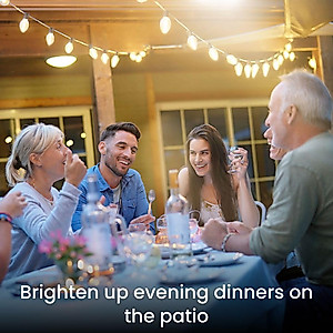 ClearMax 48 Feet Outdoor String Lights with 15 Hanging E26 Bulbs for Porch, Balcony, Backyard, Garden, or Patio Decor, Indoor Decorative Light for Cafe or Bistro Outdoor Lights, Patio Lights, Black