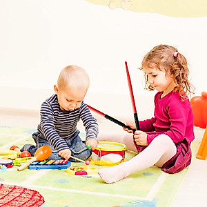 Nylon Drumsticks 2 pairs with ANTI-SLIP Handles for Drum,Exercise Plastic Drum Sticks,Attractive,Light and Durable Sticks for Drums,Musical Instrument Percussion Accessories (Black and Red)