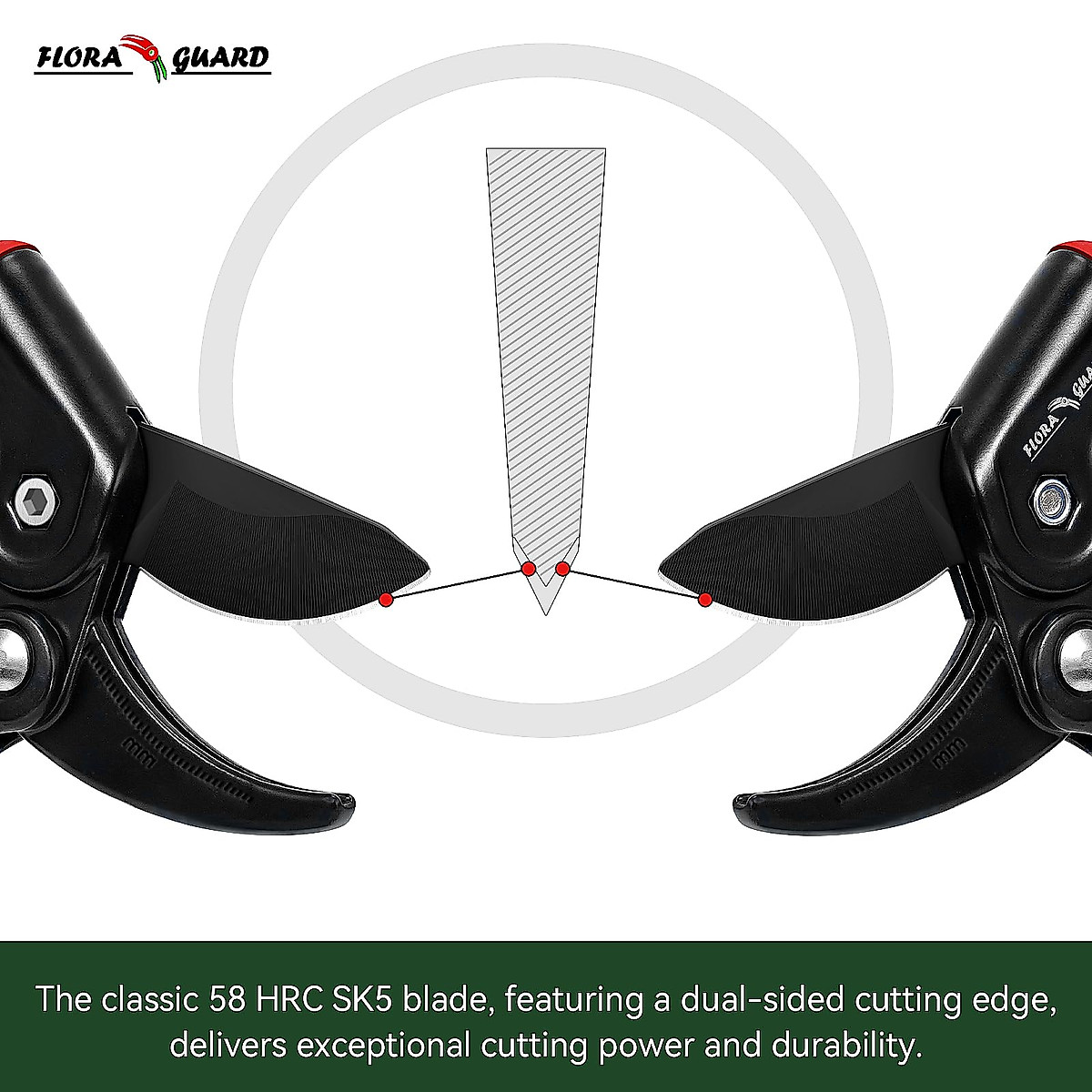 FLORA GUARD Garden Clippers, Professional Ratchet Pruning Shears, Increases Cutting Power 3x, Sharp Gardening Scissors, Cutting Rose, Flower, Hedge, Stem, Tree, Perfect for Weak Hands & Arthritis