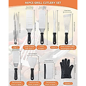 UTEBIT Griddle Accessories Kit, 47 Pcs Griddle Grill Tools Set for Blackstone and Camp Chef, Professional Grill BBQ Spatula Set with Basting Cover, Spatula, Scraper,Tongs, Egg Ring