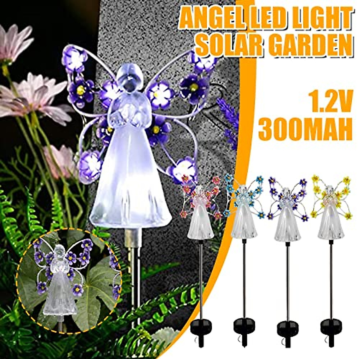RYGRZJ LED Solar Angel Garden Light Outdoor Waterproof Lawn Lamp Decorative Landscape Yard Lamp Garden for Pathway L9S4 Patio Cemetery