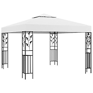 Gazebo,Outdoor Gazebo, Hardtop Gazebo,Backyard Gazebo,Patio Gazebo,Party Tent,Frame with Ornate Floral Details,for Patio,Backyard,Garden,Lawns,Outdoor,9.8'x9.8' White 0.6 oz/ft²