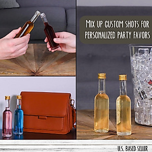 G Francis Fillable Alcohol Mini Liquor Bottles Bulk 50pk - 50ml (1.7oz) Small Liquor Bottles for Party Favors, Mini Hot Sauce Bottles - Glass Juice Shot Bottles with Caps, Empty Bottles for Liquor