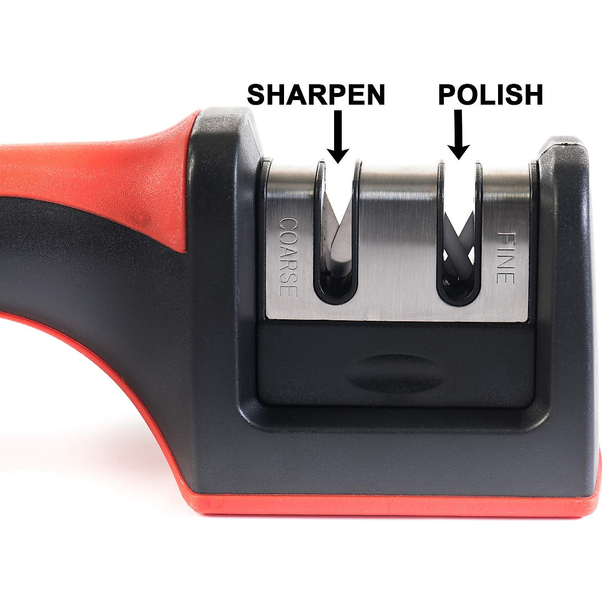 HUJI Professional Kitchen 2 Stage Chefs Knife Sharpener Help Repair, Restore, and Polish Blades with Soft Grip Safety Handle, Easy to Use