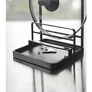 Yamazaki Lid & Ladle Home Cooking Tool and Lid Station-Kitchen Utensil Organizer Stand | Steel | Stovetop, One Size, Black