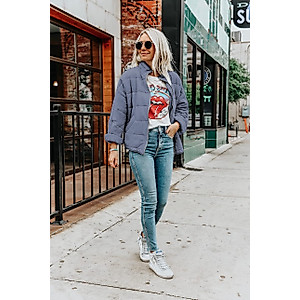 ETCYY Women's Causal Lightweight Quilted Jackets Long Sleeve Oversized Warm Winter Zip Up Coat with Pockets