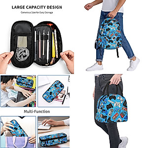Oplp Colorful Video Game Controller Background Large Capacity Backpack Lunch Bag Pencil Case Combination 3 Piece Set