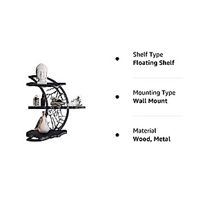 Crescent Moon Shelf for Crystals, Goth Shelf for Gothic Wall Decor, Moon Decor for Bedroom; Moon Wall Shelf; Moon Crystal Shelf; Witchy Home Decor