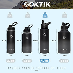 COKTIK 128 oz/ One Gallon Water Bottle Insulated, Double Walled Vacumm Metal Stainless Steel Sports Water Bottle with Reusable 2 Lids for Sports, Gym, Fitness or Office(Gray Gradient)