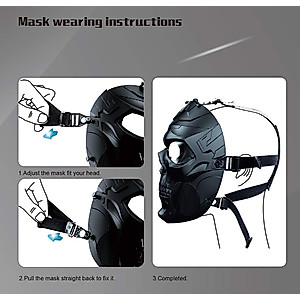 M10 Airsoft Protective Gas Mask Tactical, Full Face Eye Protection Skull Dummy Game Mask, Adjustable Strap for BB Gun Outdoor Sport CS Cosplay Shooting Movie Costume Paintball Halloween Masquerade