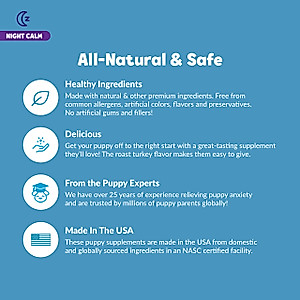 Snuggle Puppy Night Calm Puppy Bites - Calming Chew Bites for Dogs - Puppy Supplement to Support Restfulness & Sleep - Puppy Chew Bites with Melatonin, Chamomile & Ashwagandha - 60 Soft Chews