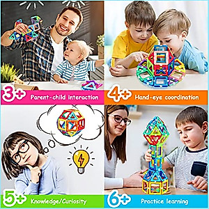 Magnetic Tiles for 3 4 5 6 7 8+ Year Old Boys Girls Upgrade Magnetic Building Blocks Set Educational STEM Toys Christmas Birthday Gift Toys for 3+ Year Old Boys and Girls (40PCS Magnetic Tiles)