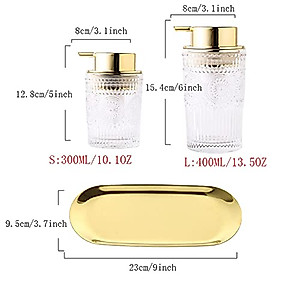 Soap Dispensers Countertop Clear Glass Soap Dispenser with ABS Pump, Refillable Liquid for Bathroom, Kitchen Soap Dispenser Lotion Dispenser (Color : Foaming, Size : Tray+S+L)