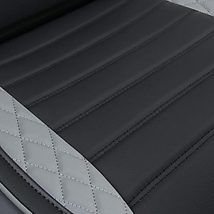 LUCKYMAN Club S08-QE Tacoma Seat Covers, Fit for 2005-2023 Tacoma Crew Cab SR SR5 TRD Sport TRD Off-Road PreRunner with Water Proof Faux Leather(Front Pair, Black&Gray 2 pcs)