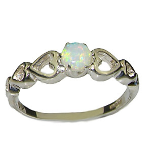 LetsBuyGold 925 Sterling Silver Real Genuine Opal Womens Solitaire Ring - Size 11