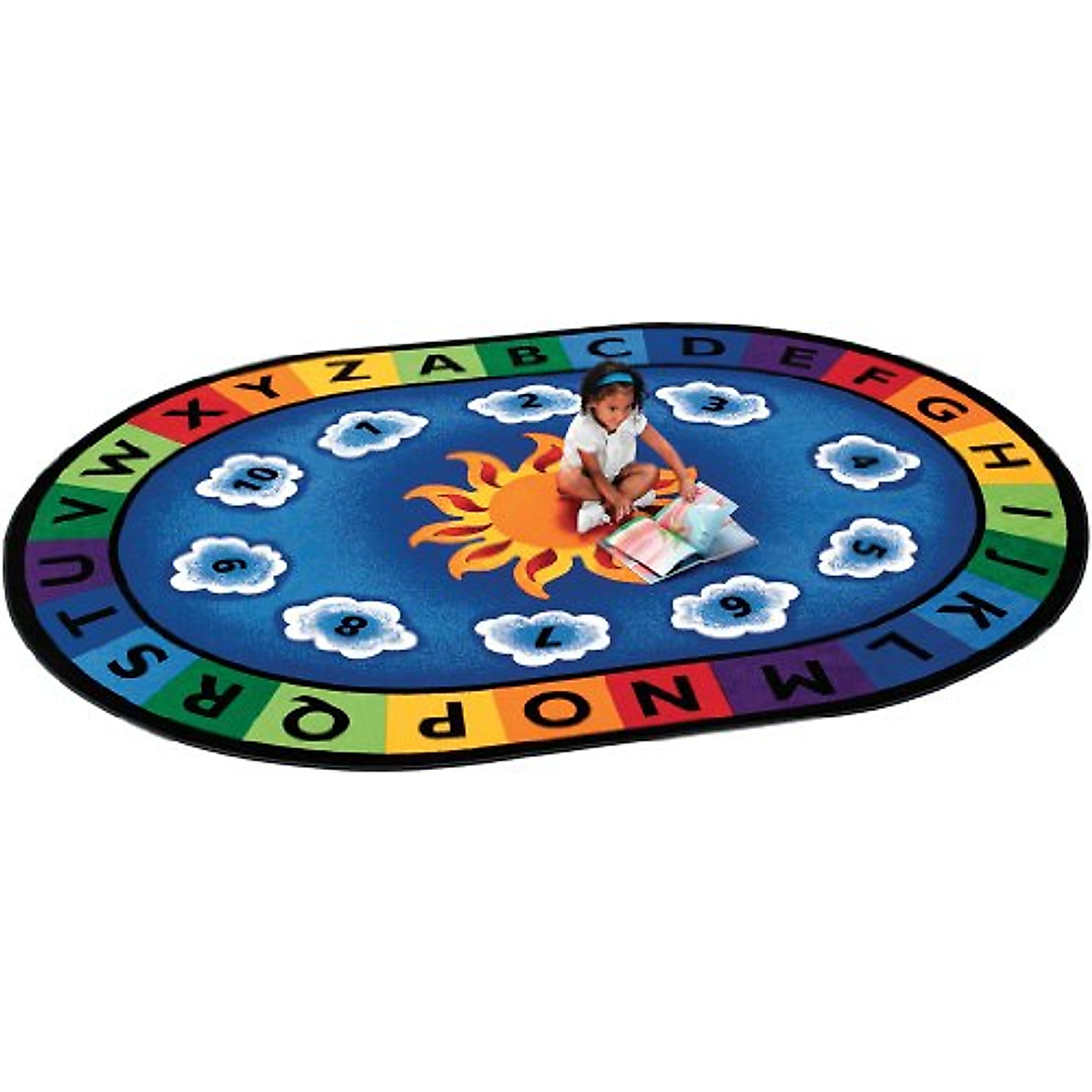 Carpets for Kids 9495 Sunny Day Learn & Play Rug 6ft 9in x 9ft 5in Oval Blue