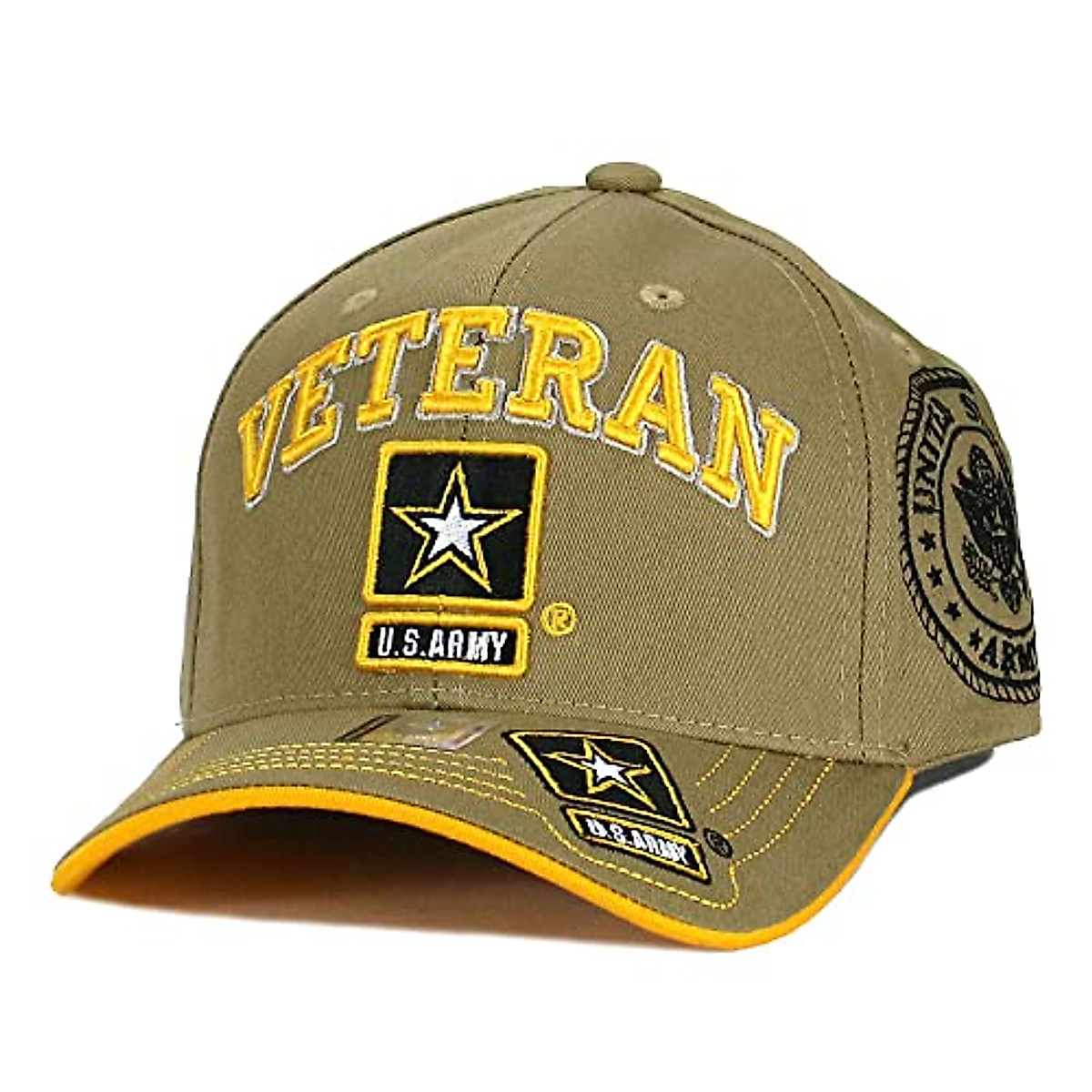 JM Warriors US Army Hat Army Strong Veteran Embroidered Officially Licensed Military Baseball Cap (Khaki Beige)