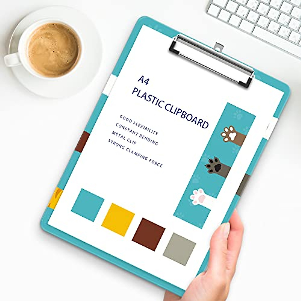 ZAXMEY Plastic A4 Clipboards, Cute Clip Board Stardard Letter Size 9 x 12.5 in, Office Decorative for Students Women Men and Kids, Cat Claw