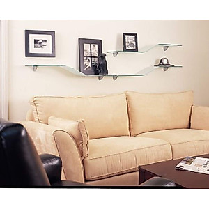 LTL Home Products Wallscapes Allure Glass Wave Floating Wall Shelf, 8"x40", Clear