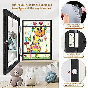 Eiqer Kids Art Frames, Front Opening Kids Art Display Frames 8.5x11, kids Art Frames Front Opening, A4 Art-Work, Storage Frames, Crafts, Drawing for Kids Drawing Crafting (Black, Set of 2)