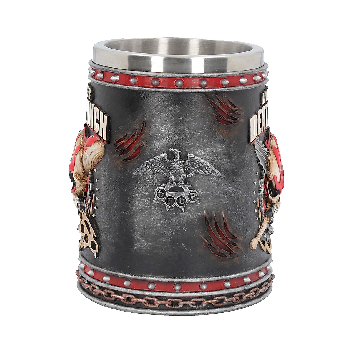 Nemesis Now B4654N9 Five Finger Death Punch Tankard 15cm, Resin w/Stainless Steel Insert, Black