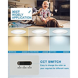 LED Recessed Lighting 6 inch, Dimmable LED Can Light with 3000K/4000K/5000K Switchable, Can-Killer LED Downlight Light Fixtures CRI90 1200LM (110W Eqv.) Brightness-IC Rate (4Pack)