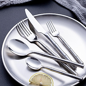 Bamboo Stub Handle Stainless Steel Cutlery Set Western Dinner Knife Fork Spoon Steak Knife Fork Spoon
