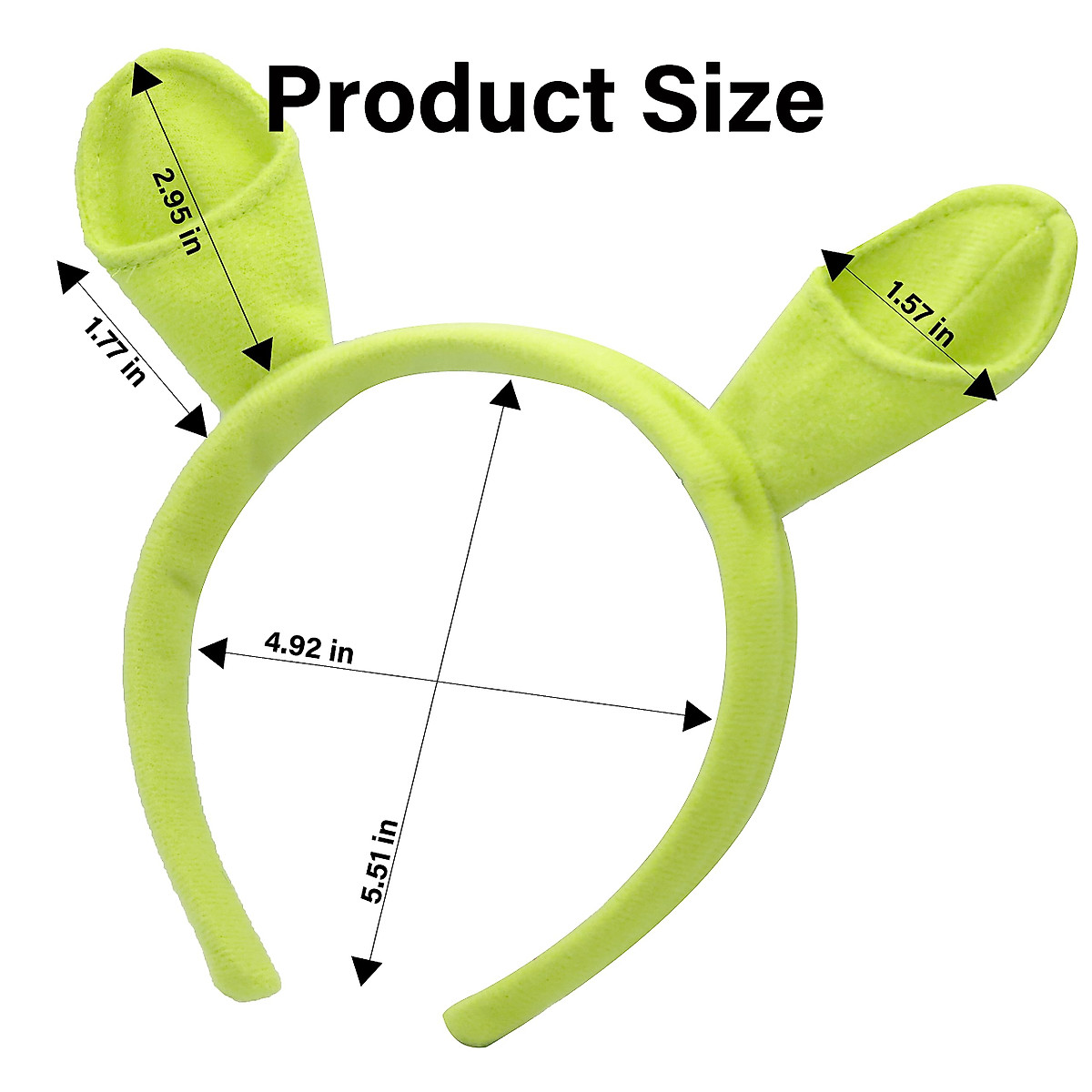 Union Power Shrek Headband Dressing Up Ears Green Hair band Funny Headwear Halloween Costume for Adult Kids Party Decoration (Shrek Headband)