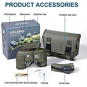 USCAMEL 10X50 Marine Binoculars for Adults with Rangefinder Compass, Waterproof Marine Binoculars for Sailing Boating Fishing