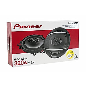 Pioneer TS-A1676R A Series 6.5 inch 320 Watts Max 3-Way Car Speakers Pair with Multilayer Mica Matrix Cone Design,black