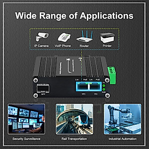 Mini Industrial 2 Ports Gigabit PoE Media Converter 12~48V DC Input Hardened 10/100/1000M 48V 30W PoE Ethernet to Fiber Optic Converter 802.3af/at Support 100/1000M SFP Module Auto Sensing
