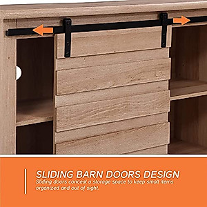 WAMPAT Mid-Century Modern TV Stands for TV up to 65 inches, Wood Storage Cabinet TV Console Table, Retro Media Entertainment Center for Living Room, Rustic Walnut