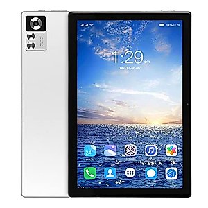 Zyyini 10.1 Inch Tablet White FHD Octa Core CPU 8GB RAM 256GB ROM 7000mAh 5G WiFi 4G LTE Tablet with BT Keyboard 100‑240V (US Plug)