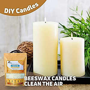 PURIME Organic Beeswax Pellets 1LB, USDA Certified Pure White for Candle and Lotion Making, Food Grade Beeswax for Candle Making, Beeswax Pastilles organic, Bees Wax melts for Lotion