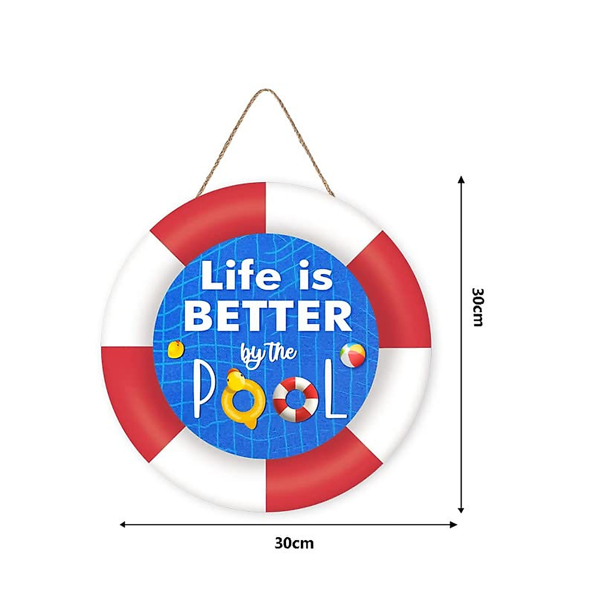 Life is Better by The Pool Sign, Pool Wooden Hanging Art Sign, Outdoor Summer Sign for Garden Backyard Patio Decor, Indoor/Outdoor Novelty Pool Decor 12 x 12 Inch