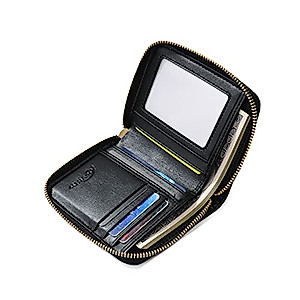 ArtsEye Women's Short Zip Around Wallet (black rose)