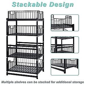 GCWPINFO Under Sink Organizers and Storage,2-Tier Pull-Out Cabinet Organizer with Sliding Drawers,Stackable Under Sink Organizer for Kinchen&Bathroom(Black)