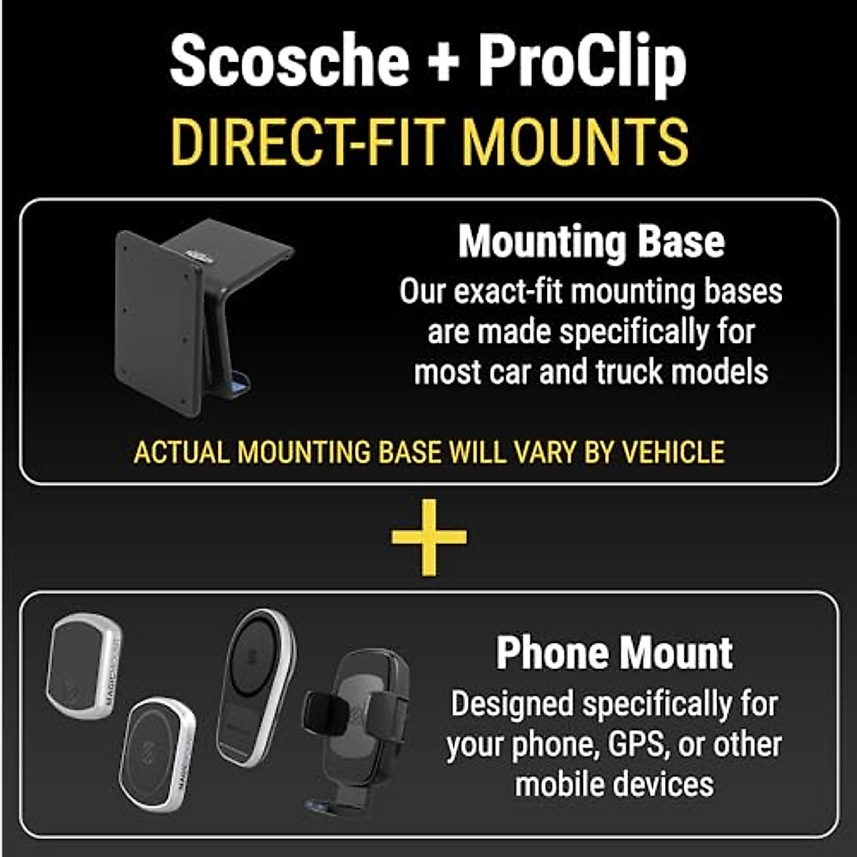 Scosche MPQ5AMPSPC-UB MagicMount Pro Charge5 15W MagSafe Wireless Charging Magnetic Cell Phone Car Mount with AMPS Mounting Plate Compatible with Scosche/ProClip Vehicle Specific Mount Bases